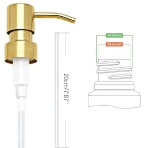 Gold Soap Dispenser Pump Replacement - 304 Stainless Steel Hand Liquid Soap and Lotion Dispenser Pumps Replacement for Regular Mouth Bottles, Standard 28/400 Neck Size,2 Pack