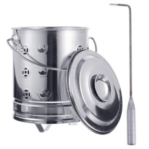 Yardwe Incinerator Can Stainless Steel Burn Barrel Incinerator Cage Barrel Fire Pit with Burning Tongs for Yard Home Outdoor