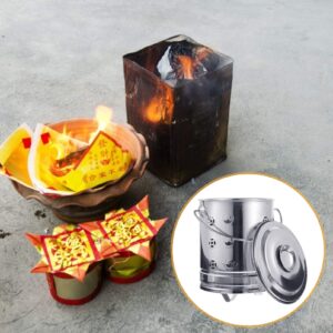 Yardwe Incinerator Can Stainless Steel Burn Barrel Incinerator Cage Barrel Fire Pit with Burning Tongs for Yard Home Outdoor