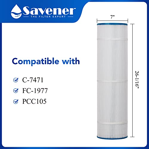 Savener PCC105-PAK4 Swimming Pool Replacement Filter Cartridge Replaces for Darlly 71053 Unicel C-7471 105Sq.ft 817-0106 R173576 817-0106 Filbur FC-1977 FC-6470 CCP420 4 Pack