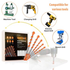 10Pcs Ultimate Drill Bits, Multifunctional Drill Bits, Ultimate Punching Drill Bit for Concrete, Tile, Glass, Ceramic, Brick, Wood and Plastic, Bits for Power Drills, 6/8/10/12mm (Orange)