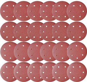 sackorange 60 pack 9-inch 6-hole hook-and-loop drywall sanding discs set- 80 100 120 180 240 400 grits, 9" fast cutting aluminum oxide sander paper for drywall power sander, sand wood