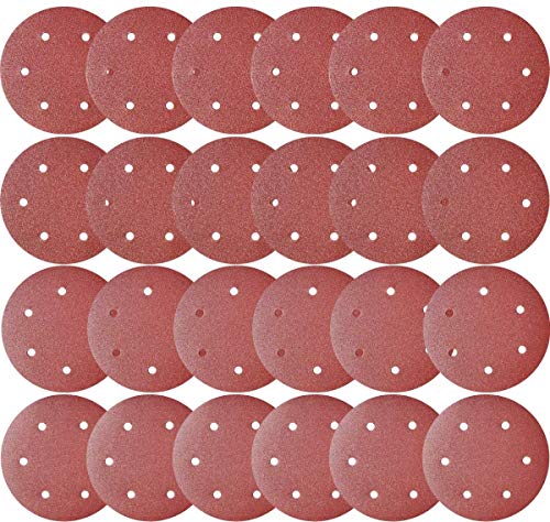 SACKORANGE 60 Pack 9-Inch 6-Hole Hook-and-Loop Drywall Sanding Discs Set- 80 100 120 180 240 400 Grits, 9" Fast Cutting Aluminum Oxide Sander Paper for Drywall Power Sander, Sand Wood