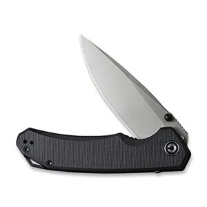 CIVIVI Brazen Folding Pocket Knife,3.5-Inch 14C28N Plain Edge Blade,Outdoor Camping Hiking Knife with Thumb Stud and Flipper opener,G-10 Handle Tool for EDC C2102C (Black)