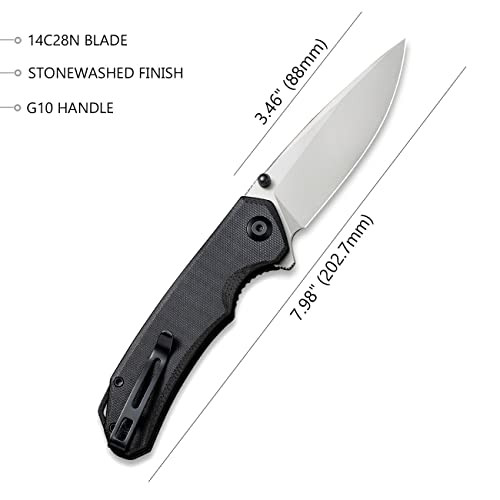 CIVIVI Brazen Folding Pocket Knife,3.5-Inch 14C28N Plain Edge Blade,Outdoor Camping Hiking Knife with Thumb Stud and Flipper opener,G-10 Handle Tool for EDC C2102C (Black)