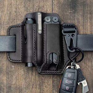 vicica multitool sheath for belt, organizer storage belt waist bag for men, leatherman sheath with flashlight sheath, edc leather pouch for camping