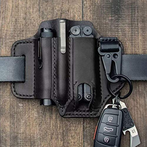 ViCiCA Multitool Sheath for Belt, Organizer Storage Belt Waist Bag for Men, Leatherman Sheath with Flashlight Sheath, EDC Leather Pouch for Camping