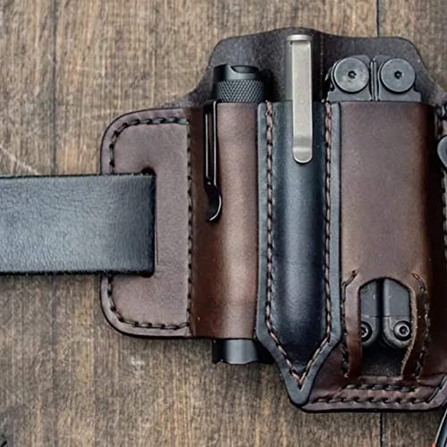 ViCiCA Multitool Sheath for Belt, Organizer Storage Belt Waist Bag for Men, Leatherman Sheath with Flashlight Sheath, EDC Leather Pouch for Camping