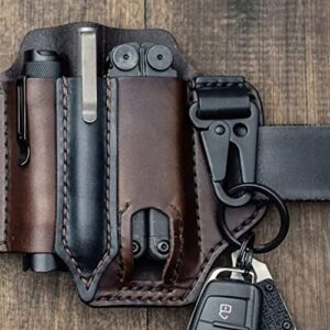 ViCiCA Multitool Sheath for Belt, Organizer Storage Belt Waist Bag for Men, Leatherman Sheath with Flashlight Sheath, EDC Leather Pouch for Camping