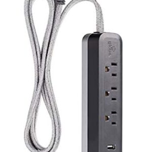 Globe Electric Designer Series 6-ft 3-Outlet 2-USB Surge Protector Power Strip in Grey Charcoal