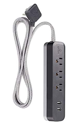 Globe Electric Designer Series 6-ft 3-Outlet 2-USB Surge Protector Power Strip in Grey Charcoal