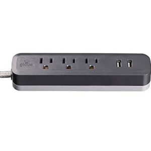 Globe Electric Designer Series 6-ft 3-Outlet 2-USB Surge Protector Power Strip in Grey Charcoal