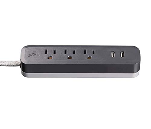 Globe Electric Designer Series 6-ft 3-Outlet 2-USB Surge Protector Power Strip in Grey Charcoal