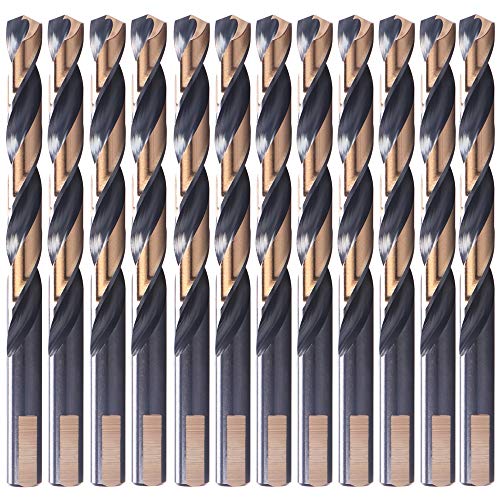 12 PCS 9/32" HSS Black and Gold Coated Twist Drill Bits, Metal Drill, Ideal for Drilling on mild Steel, Copper, Aluminum, Zinc Alloy etc. Pack in Plastic Bag