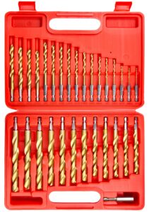 wesleydrill 30 pcs impact twist drill bit set，1/16"-1/2" hex shank hss titanium drill bits，fit for metal/wood/plastic sink