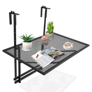 tangkula outdoor folding hanging table, 5 height adjustable & foldable space saving railing serving table, width from 1.5 inch to 4 inches, suitable for patio, balcony and deck