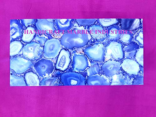 Blue Agate Table Top/Back splash, 24 x 18 Inch, Customize Size, Counter Top Blue Agate Rectangle Table, Rectangular Agate Table