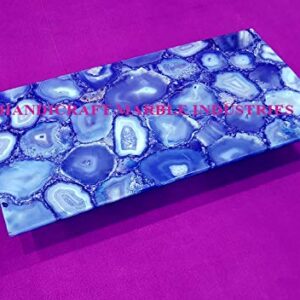 Blue Agate Table Top/Back splash, 24 x 18 Inch, Customize Size, Counter Top Blue Agate Rectangle Table, Rectangular Agate Table