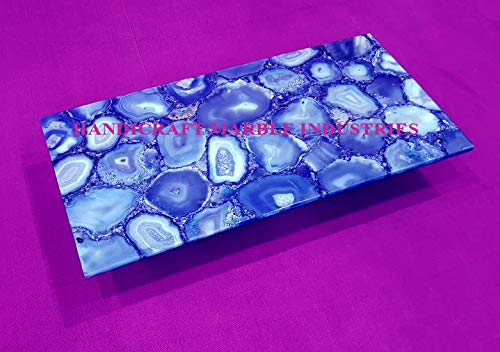 Blue Agate Table Top/Back splash, 24 x 18 Inch, Customize Size, Counter Top Blue Agate Rectangle Table, Rectangular Agate Table