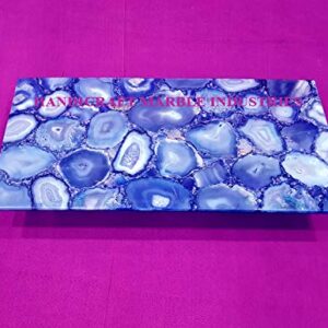 Blue Agate Table Top/Back splash, 24 x 18 Inch, Customize Size, Counter Top Blue Agate Rectangle Table, Rectangular Agate Table