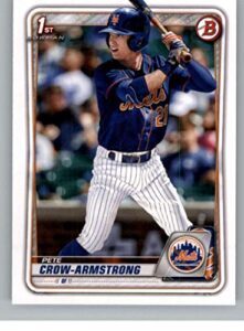 2020 bowman draft paper #bd-72 pete crow-armstrong new york mets first bowman rc rookie official mlb baseball trading card from the topps company in raw (nm near mint or better) condition