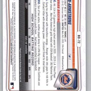 2020 Bowman Draft Paper #BD-72 Pete Crow-Armstrong New York Mets First Bowman RC Rookie Official MLB Baseball Trading Card From The Topps Company in Raw (NM Near Mint or Better) Condition