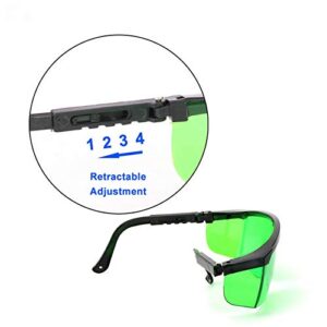 Comgrow 2 Packs Green Laser Safety Glasses for UV Protection Laser with 200nm-450nm 800nm-2000nm Infrared Light for Laser Engraving Goggles Eye Protection with Adjustable Frame Temple Box