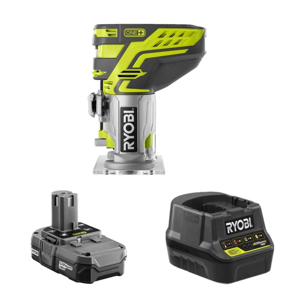 RYOBI 18-Volt Cordless Fixed Base Trim Router Kit with Battery and Charger (Renewed)