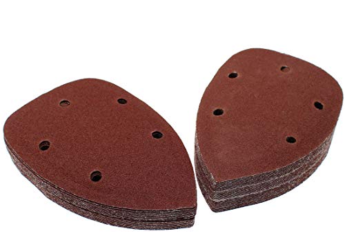 Cionyce 50 Pcs 120 Grit Mouse Detail Sander Sandpaper 5 Hole Mouse Sandpaper Hook and Loop Sander Pads Sanding Sheets for 140mm Sanding Machine