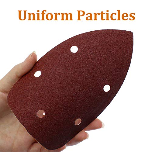 Cionyce 50 Pcs 120 Grit Mouse Detail Sander Sandpaper 5 Hole Mouse Sandpaper Hook and Loop Sander Pads Sanding Sheets for 140mm Sanding Machine