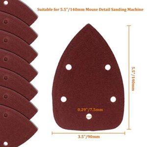 Cionyce 50 Pcs 120 Grit Mouse Detail Sander Sandpaper 5 Hole Mouse Sandpaper Hook and Loop Sander Pads Sanding Sheets for 140mm Sanding Machine