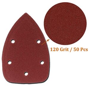 Cionyce 50 Pcs 120 Grit Mouse Detail Sander Sandpaper 5 Hole Mouse Sandpaper Hook and Loop Sander Pads Sanding Sheets for 140mm Sanding Machine