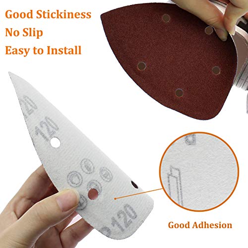 Cionyce 50 Pcs 120 Grit Mouse Detail Sander Sandpaper 5 Hole Mouse Sandpaper Hook and Loop Sander Pads Sanding Sheets for 140mm Sanding Machine