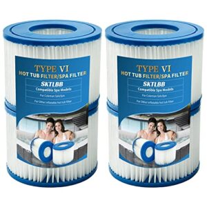 sktlbb type vi spa filters for coleman hot tub filters and other inflatable hot tubs requiring type vi filters, 4.2 x 3.1 inches (4 pcs)