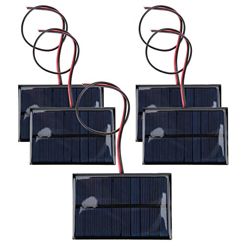 5pcs Mini Small Solar Panel Module, DC5V 150mA Solar Panel Module with 30cm/11.8in Wire Weather Resistant Charging, Solar Panel Starter Kit