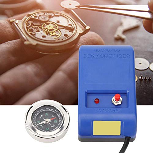 Electrical Demagnetizer Tools + Compass Set Watch Repair Degausser Durable Portable for Watch Repair Degausser(U.S. regulations)