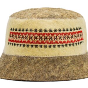 SHSH trade group Ukrainian Wool Sauna Hat Embroidered Ornament Vyshyvanka - Sauna Hat Finnish Ukraine Sauna Hat Wool Russian Banya Sauna Hat for Men Sauna Hats Beige and Gray