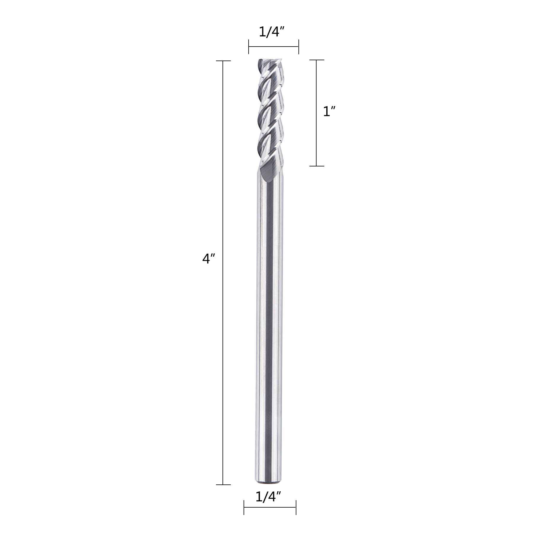 SpeTool 1/4 End Mill for Aluminum 3 Flutes CNC Spiral Router Bit for Aluminum Cut Non-Ferrous Metal Upcut Extra Long 4 inches