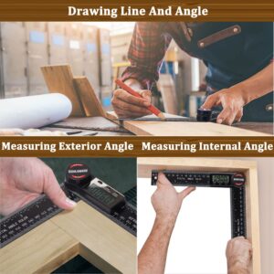 Digital Angle Finder Protractor, Angle Finder Ruler with 7inch/200mm, Angle Measuring Tool for Woodworking/Carpenter/Construction/DIY Measurement(2 Batteries Included) (Enhanced ABS)