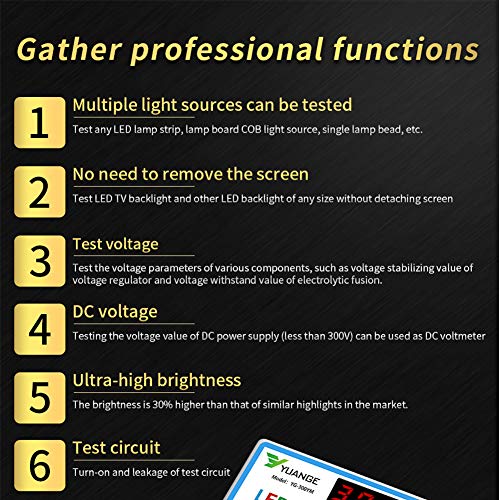 LVOERTUIG LED TV Backlight Tester, LED Light Strip Lamp Beads COB Light Source Repair Testing Tool with LCD Digital Display, 0-300V Output Adaptive Voltage