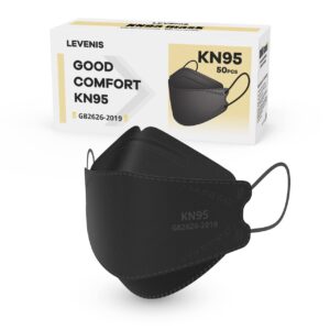 levenis kn95 face masks 50 pack, breathable comfortable and disposable kn95 mask, black