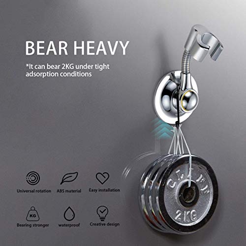 Bafeel Shower Head Holder Suction Cup Handheld Bracket Adjustable Height Shower Holder, Multi-Directional Removable Wall Mounted Suction Bracket