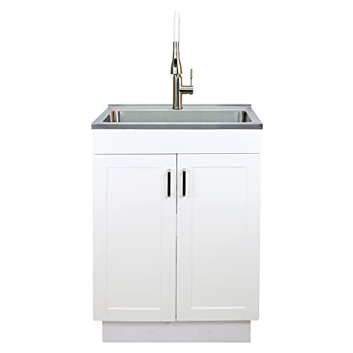 Transolid TC-2420-WCW 24-in All-in-One Laundry/Utility Sink Kit with Faucet in White