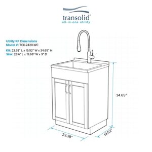 Transolid TC-2420-WCW 24-in All-in-One Laundry/Utility Sink Kit with Faucet in White