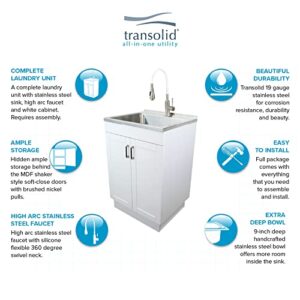 Transolid TC-2420-WCW 24-in All-in-One Laundry/Utility Sink Kit with Faucet in White