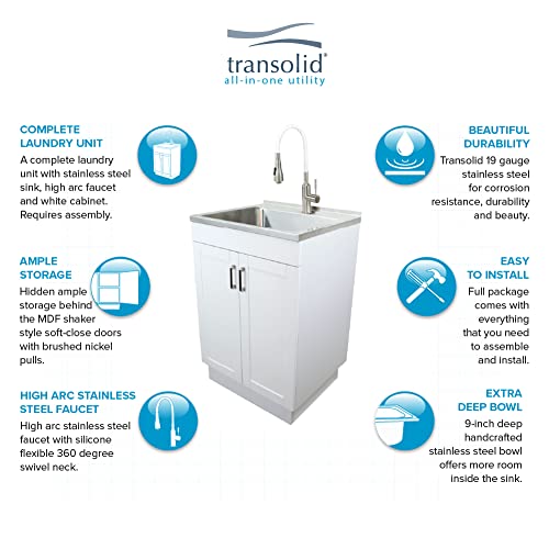 Transolid TC-2420-WCW 24-in All-in-One Laundry/Utility Sink Kit with Faucet in White