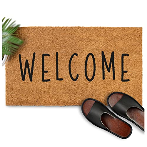 MAINEVENT Welcome Door Mat 30x17 Inch, Thick Welcome Mat Outdoor, Welcome Outdoor Mat Front Door Entrance, Thick Non-Slip PVC Backing Welcome Entry Doormat for Front Door, Welcome Mat