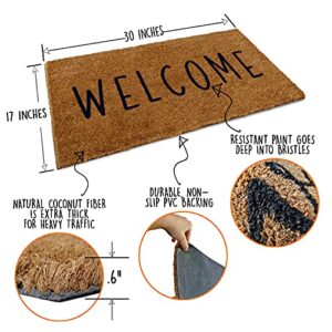 MAINEVENT Welcome Door Mat 30x17 Inch, Thick Welcome Mat Outdoor, Welcome Outdoor Mat Front Door Entrance, Thick Non-Slip PVC Backing Welcome Entry Doormat for Front Door, Welcome Mat