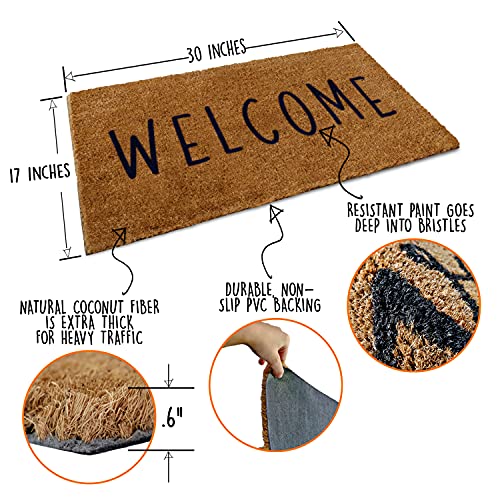 MAINEVENT Welcome Door Mat 30x17 Inch, Thick Welcome Mat Outdoor, Welcome Outdoor Mat Front Door Entrance, Thick Non-Slip PVC Backing Welcome Entry Doormat for Front Door, Welcome Mat