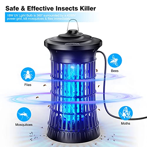 Supink Bug Zapper for Indoor and Outdoor, 18W UV Light Electronic Mosquito Trap Killer, Insect Zapper Trap for Home Garden Camping